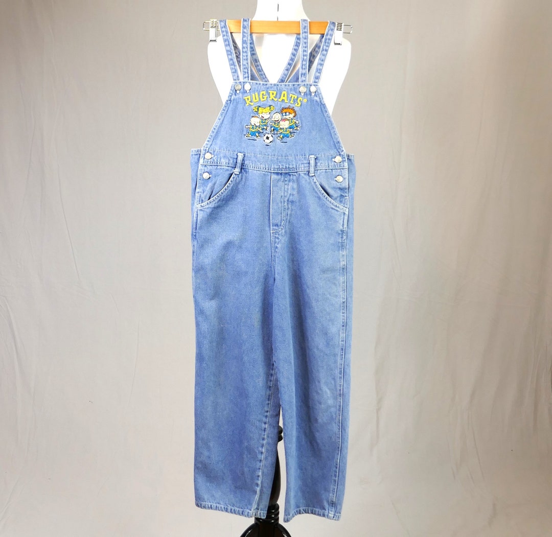 90s Girls' Rugrats Jean Bib Overalls - Cotton Denim - 30" Waist, 24 ...