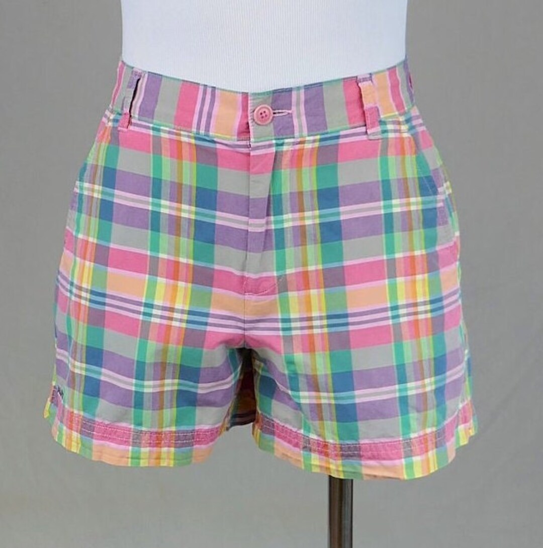 90s Ralph Lauren Plaid Shorts - 25" or Snug 26" Low Waist - Pink Green ...