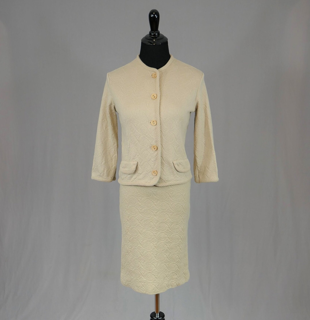 Early 60s Knit Skirt Suit - Koret of California - Light Beige ...