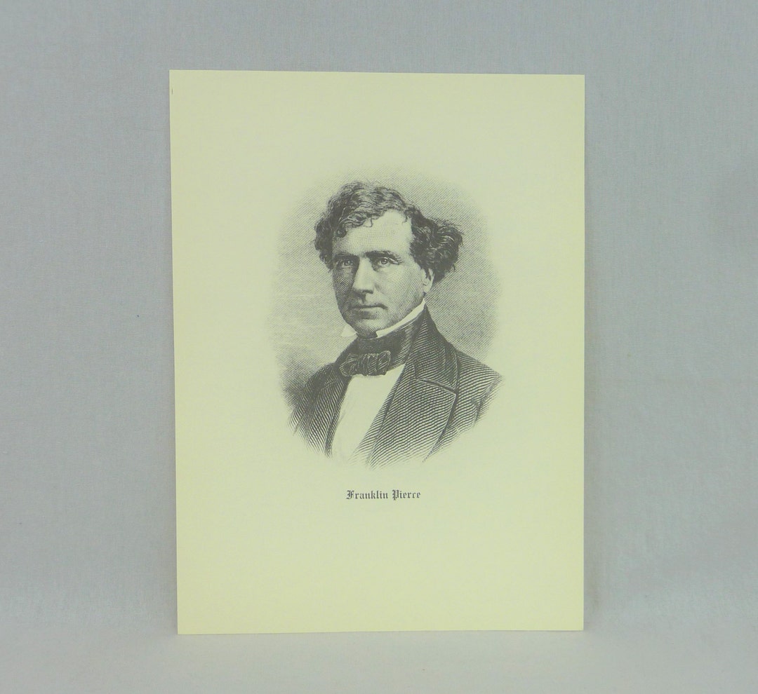 60s Franklin Pierce Portrait - Print Lithograph Poster - President of ...