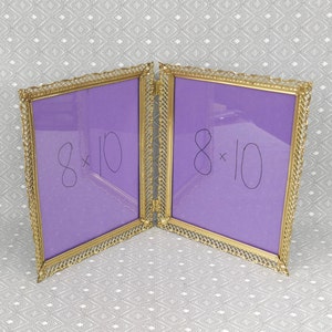 Vintage Hinged Double Picture Frame - Filigree Gold Tone Metal W/ Glass ...