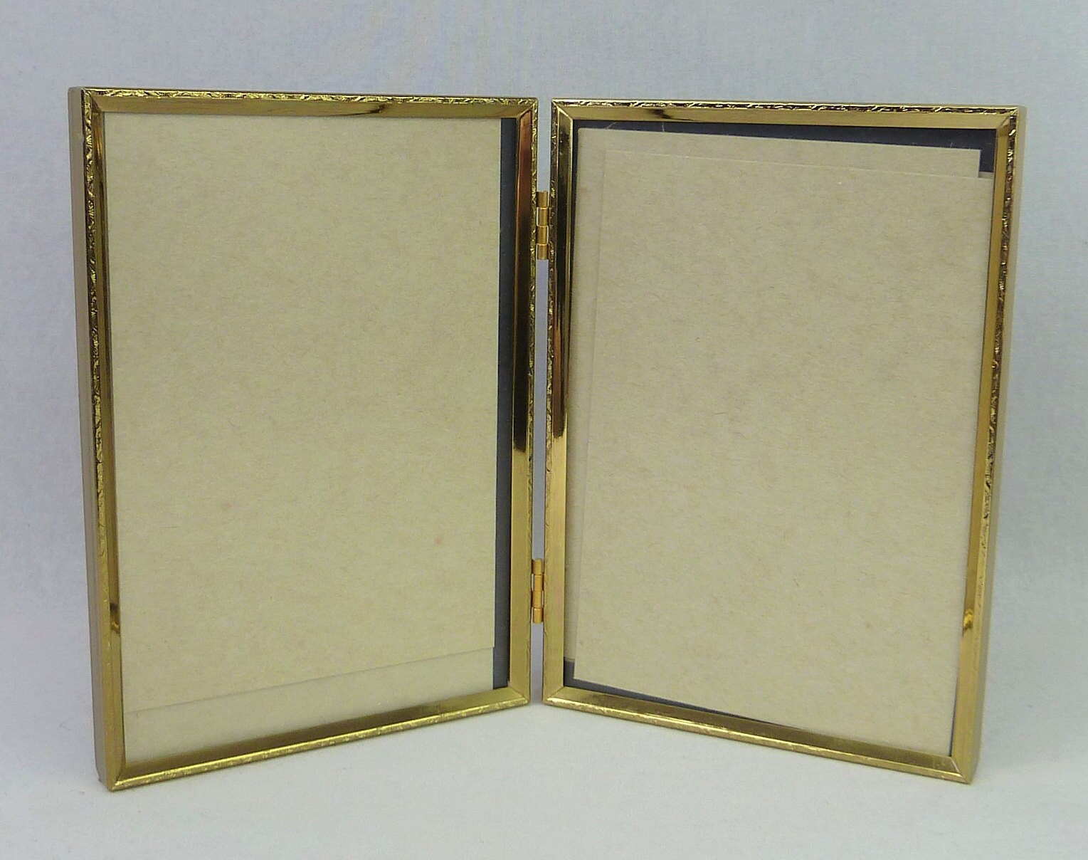 Vintage Hinged Double Picture Frame Tabletop Gold Tone Metal - Etsy