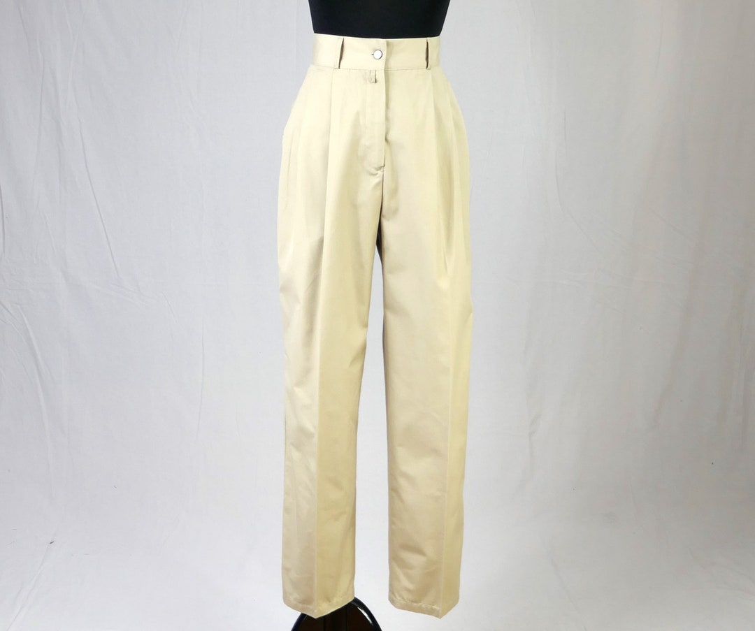 80s Pleated Chaus Pants - 26" Waist - Light Beige Khaki - High Rise ...
