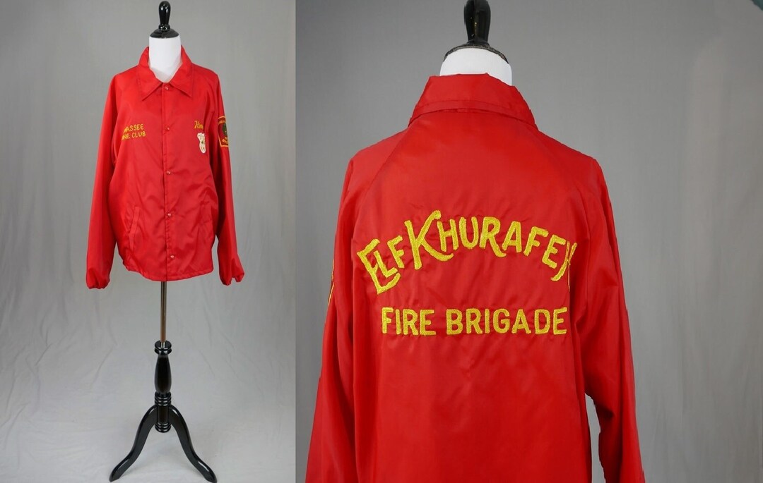 Howard's Vintage Shriner's Fire Brigade Jacket Elf Khurafeh Coat Red w ...