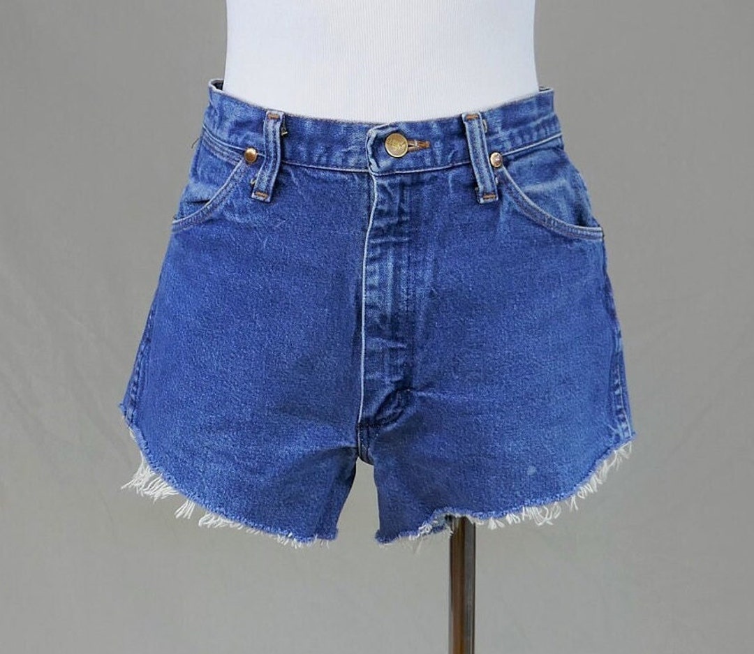 80s Wrangler Cutoff Jean Shorts 29 or Snug 30 Waist Cotton Denim Cutoffs Vintage 1980s 3 Inseam ...