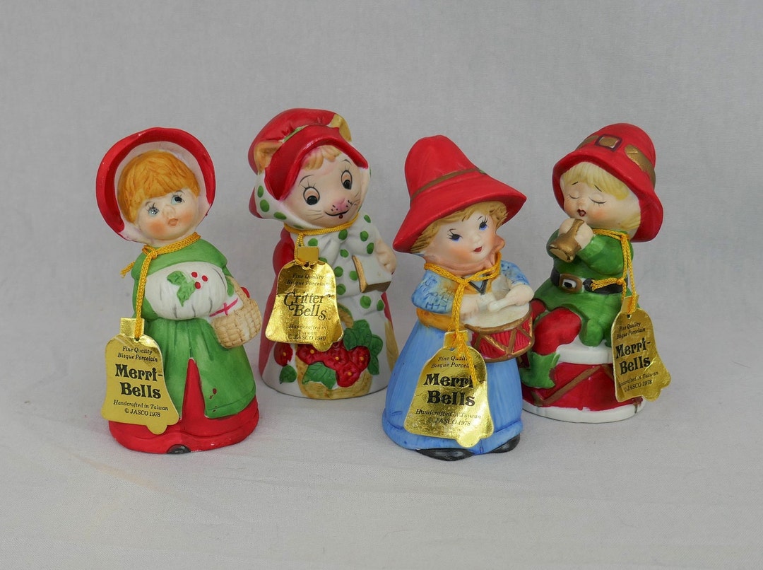4 Vintage Christmas Jasco Merri Bells Critter Bell - 1978 1980 Drummer ...