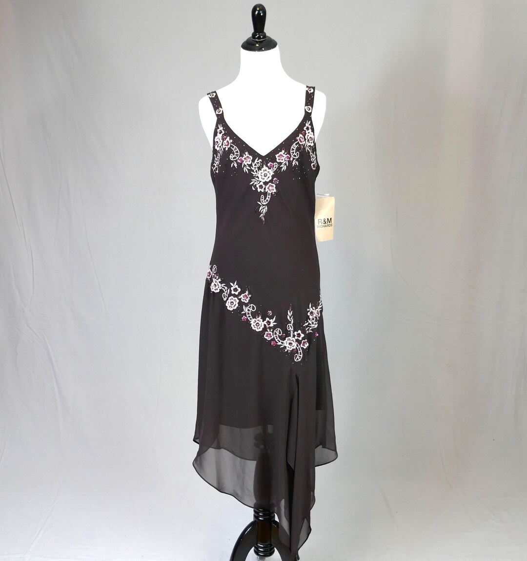 NWT 90s Y2K Party Dress - Asymmetrical Hem - Brown W/ Pale Pink ...