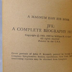 JFK: A Complete Biography 1917-1963 (1963) by William H. A. Carr ...