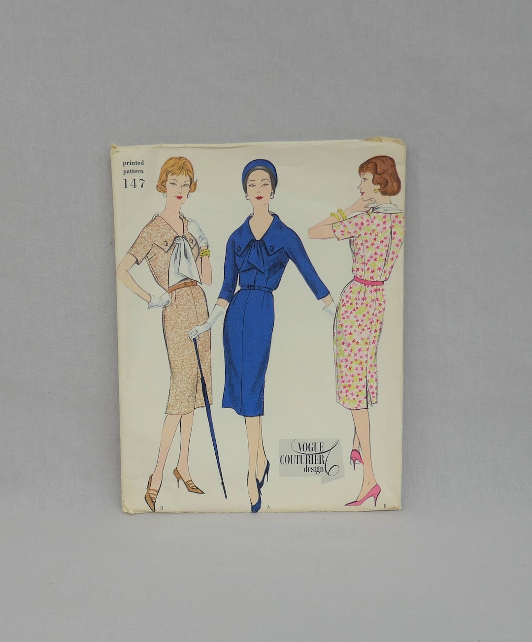 1958 Pattern - One Piece Dress - Vogue Couturier Design Printed 147 ...