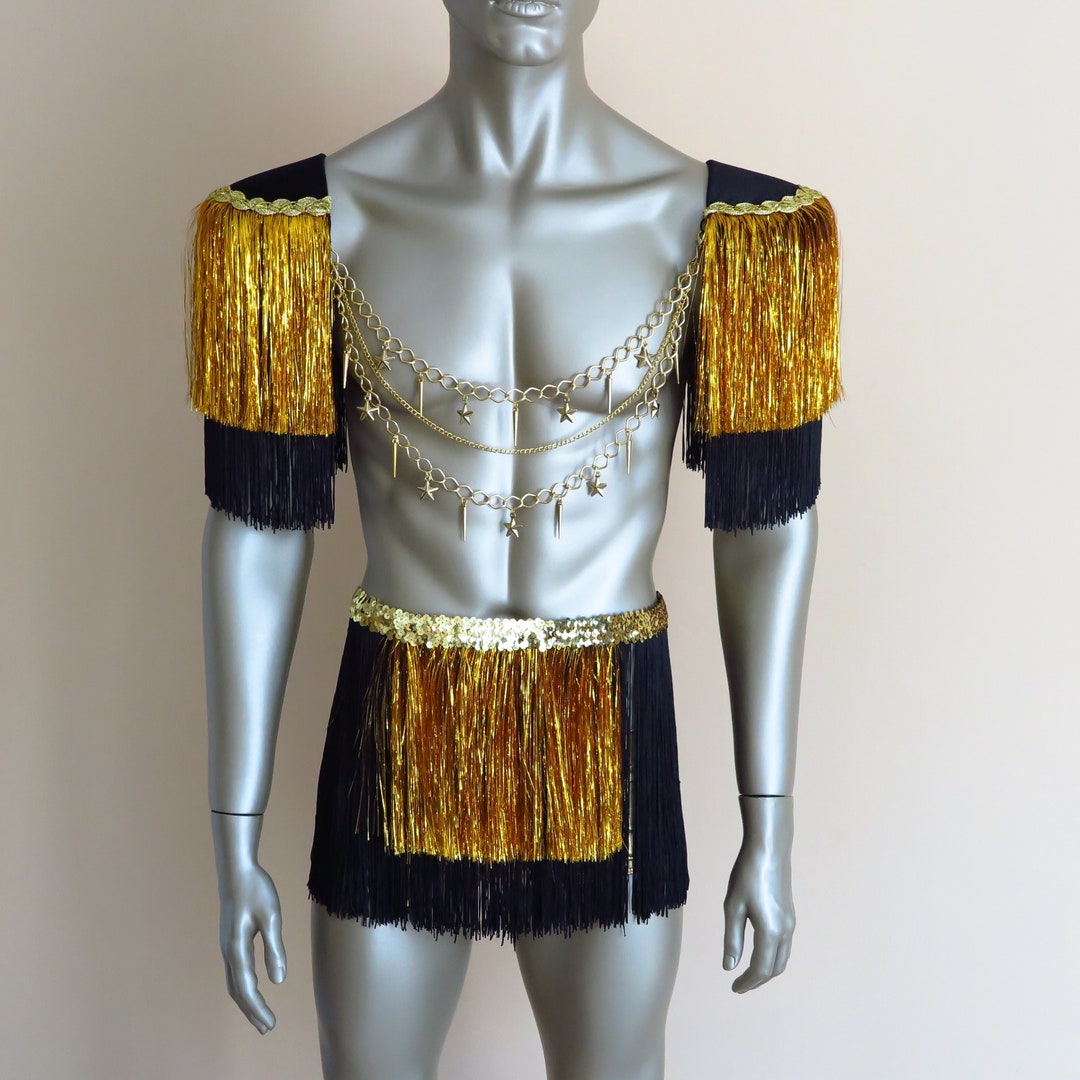 MENS BURLESQUE Costume/sexy Costume for Burning Man/god/gold/sequin ...