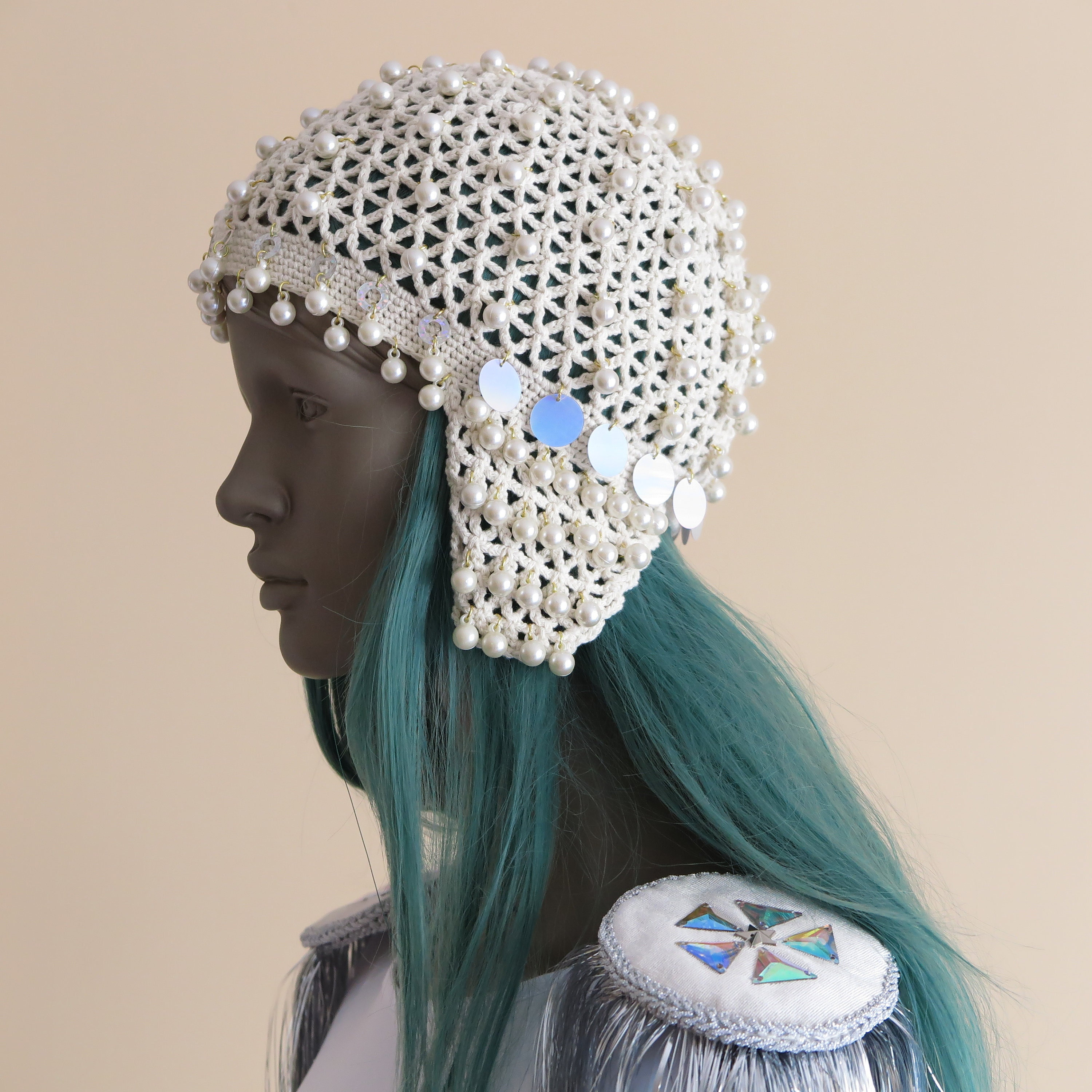 Shaman Headdress Shaman Hat for Burning Man Headdress Pearl Rave ...