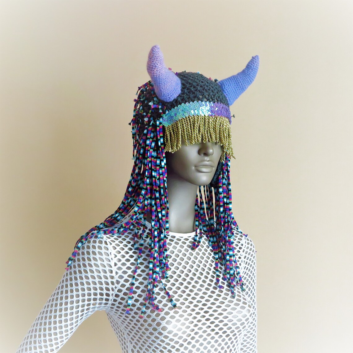 Shaman Headdress Horn Shaman Hat Burning Hat for Man Woman Burning Rave ...
