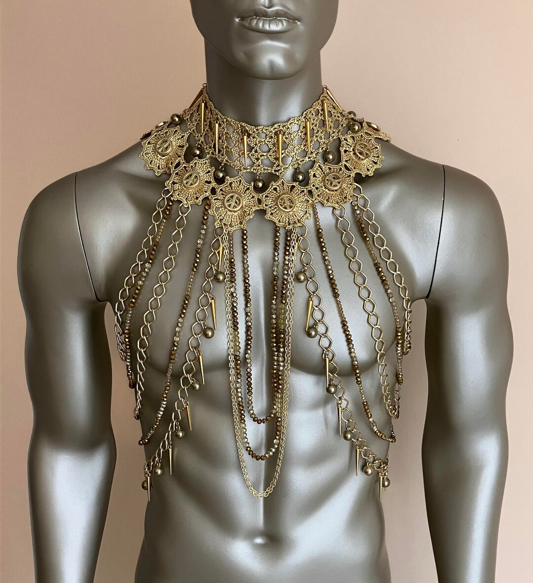 Gold Sexy Crystal Chain Harness for Men and Women/shoulder Harness ...