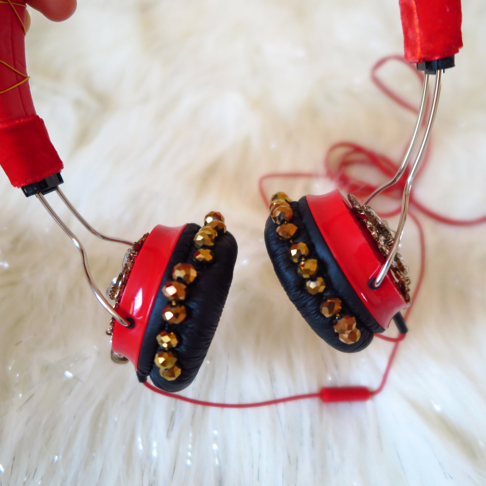 EMBELLISHED BLING HEADPHONE Dj Headphones Swarovski Tiara Crystal Crown ...