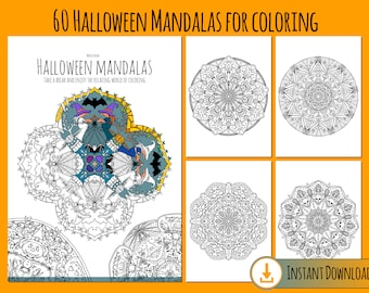 20 Mandala Halloween Coloring Pages, Kids Adults, Halloween Mandala ...
