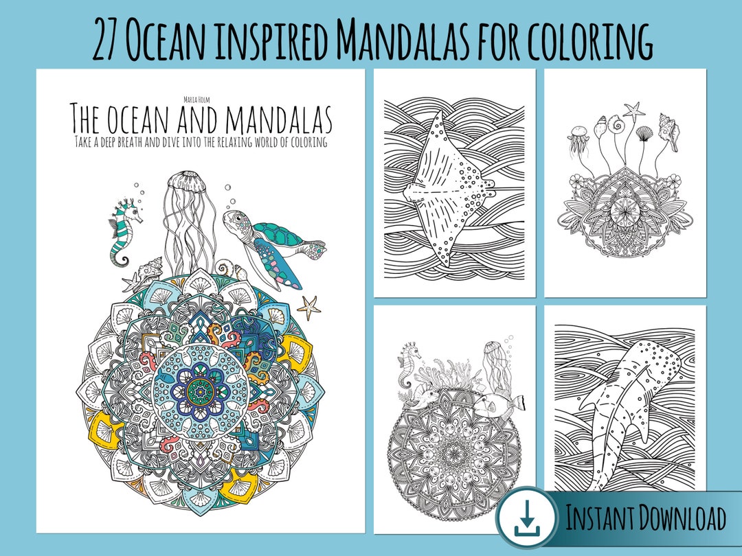 The Ocean and Mandalas Coloring Book for Kids and Adults - 27 Designs ...