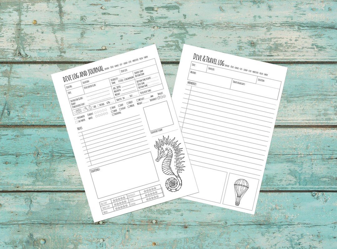 Dive Log Book Pages Free Travel Journal Page - Etsy