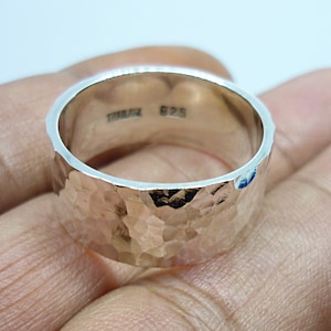 Silver Hammered Ring Width 10 Mm 925 Sterling Silver Handmade Jewelry ...