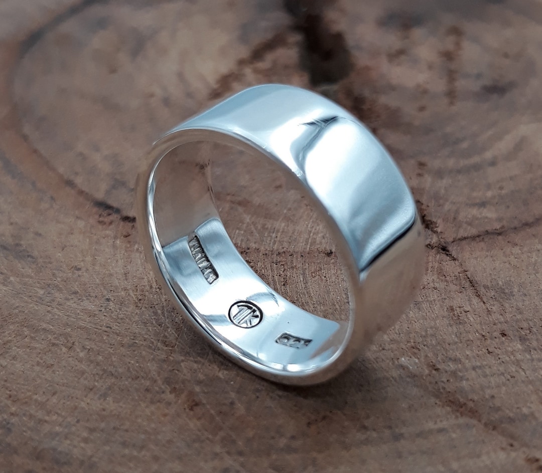 Silver Band Rings Wide 8 Mm Sterling Silver 925, Rings for Men Women ...