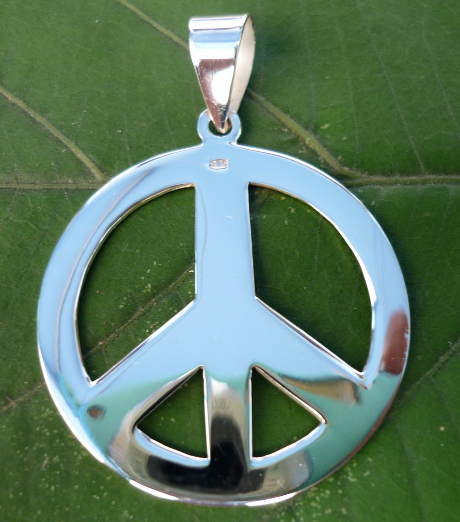 Peace Sign Sterling Silver 925 Large Pendant 31 Mm Peace Sign - Etsy