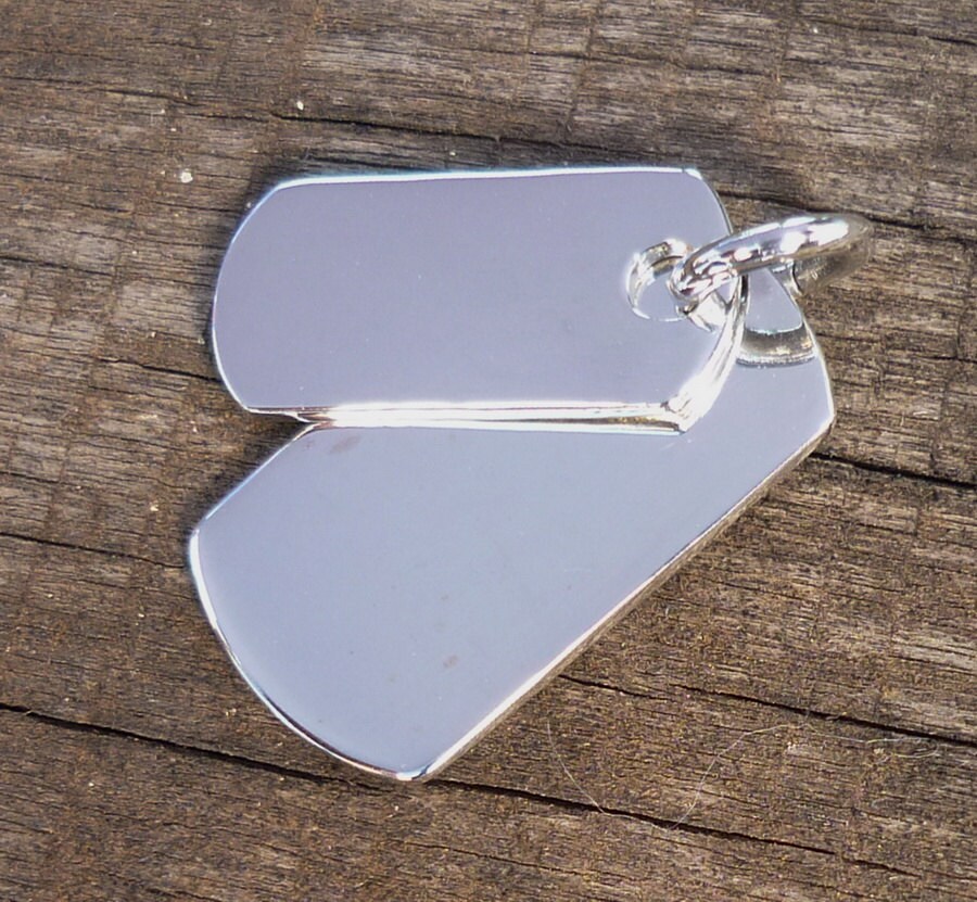 Double Dog Tag Sterling Silver 925 Large Charm Pendant Summer - Etsy