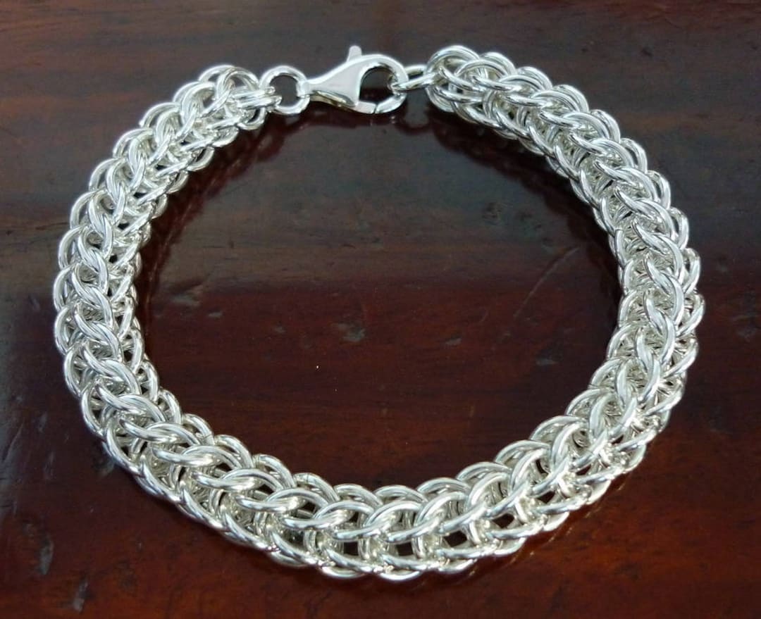 Full Persian 6 in 1 Weave Bracelet Sterling Silver 925, Chainmaille ...