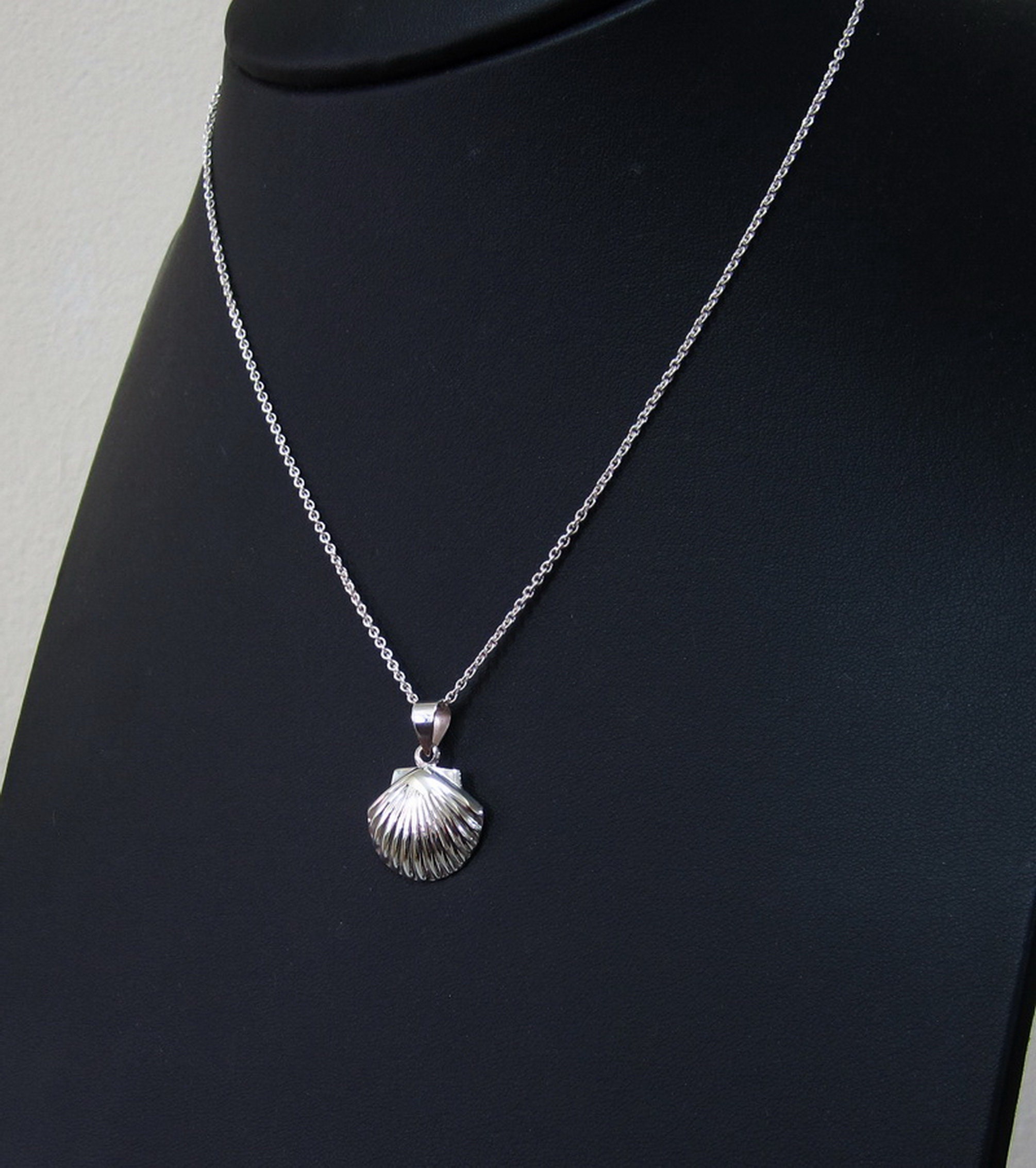 Scallop Sea Shell Necklace Pendant 925 Sterling Silver Mothers | Etsy