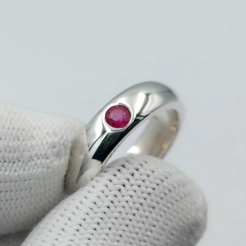 Flush Set Ruby Silver Ring - Etsy