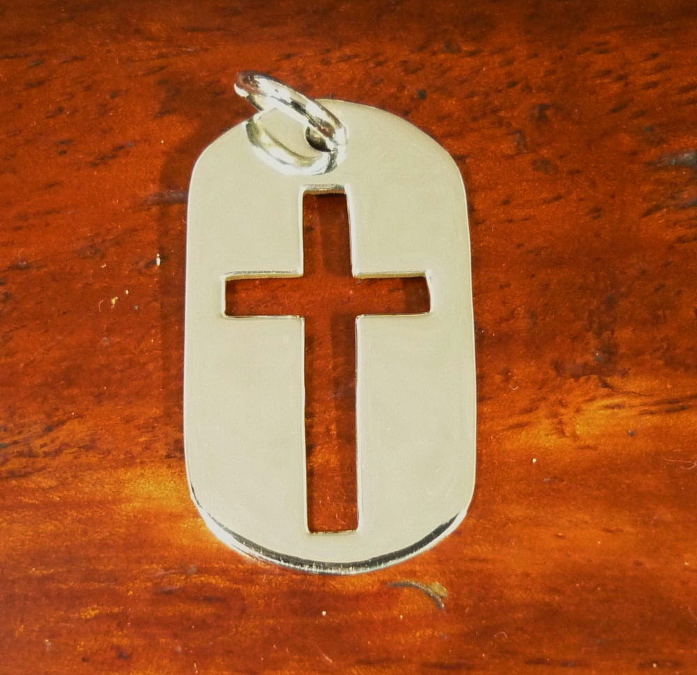 Dog Tag Cross Classic Dog Tag 925 Sterling Silver Charm - Etsy