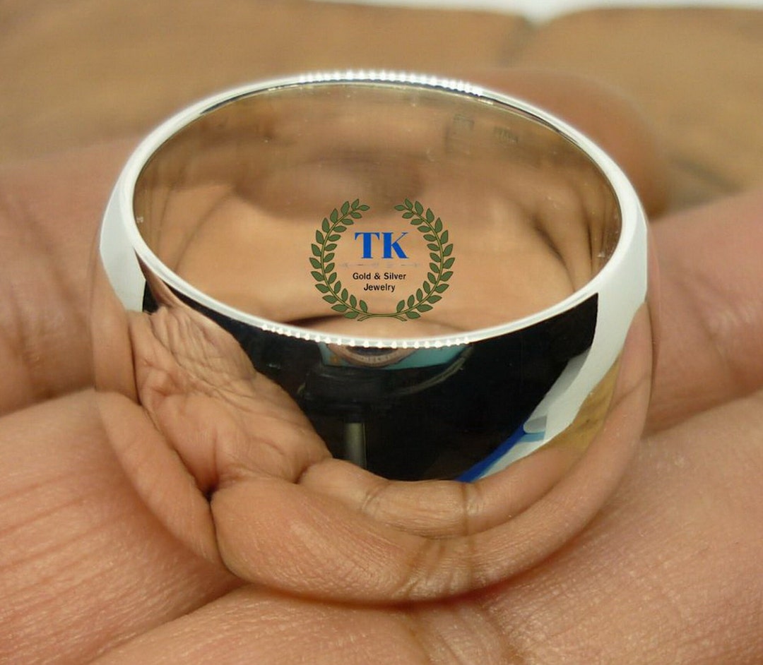 Handmade Sterling Silver Dome Ring, 12 Mm Wide Band (size 9-15 US) - Etsy