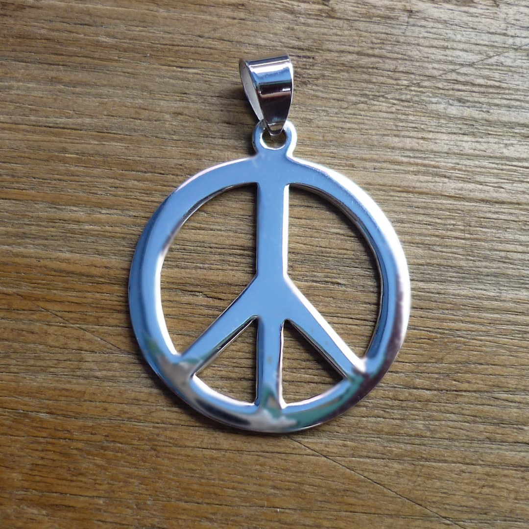Peace Sign Pendant 925 Sterling Silver, Peace Sign Symbol, Silver Charm ...