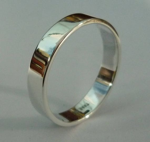 Band silver ring Wide 4 mm size 5-15 US | Etsy