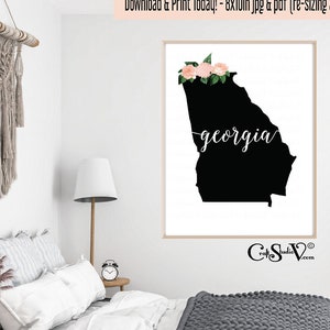 Georgia State Printable Wall Art Signs, State of Georgia Poster Prints ...