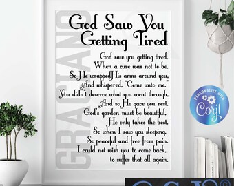 God Saw You Getting Tired Sympathy Gift Memorial Frame Etsy