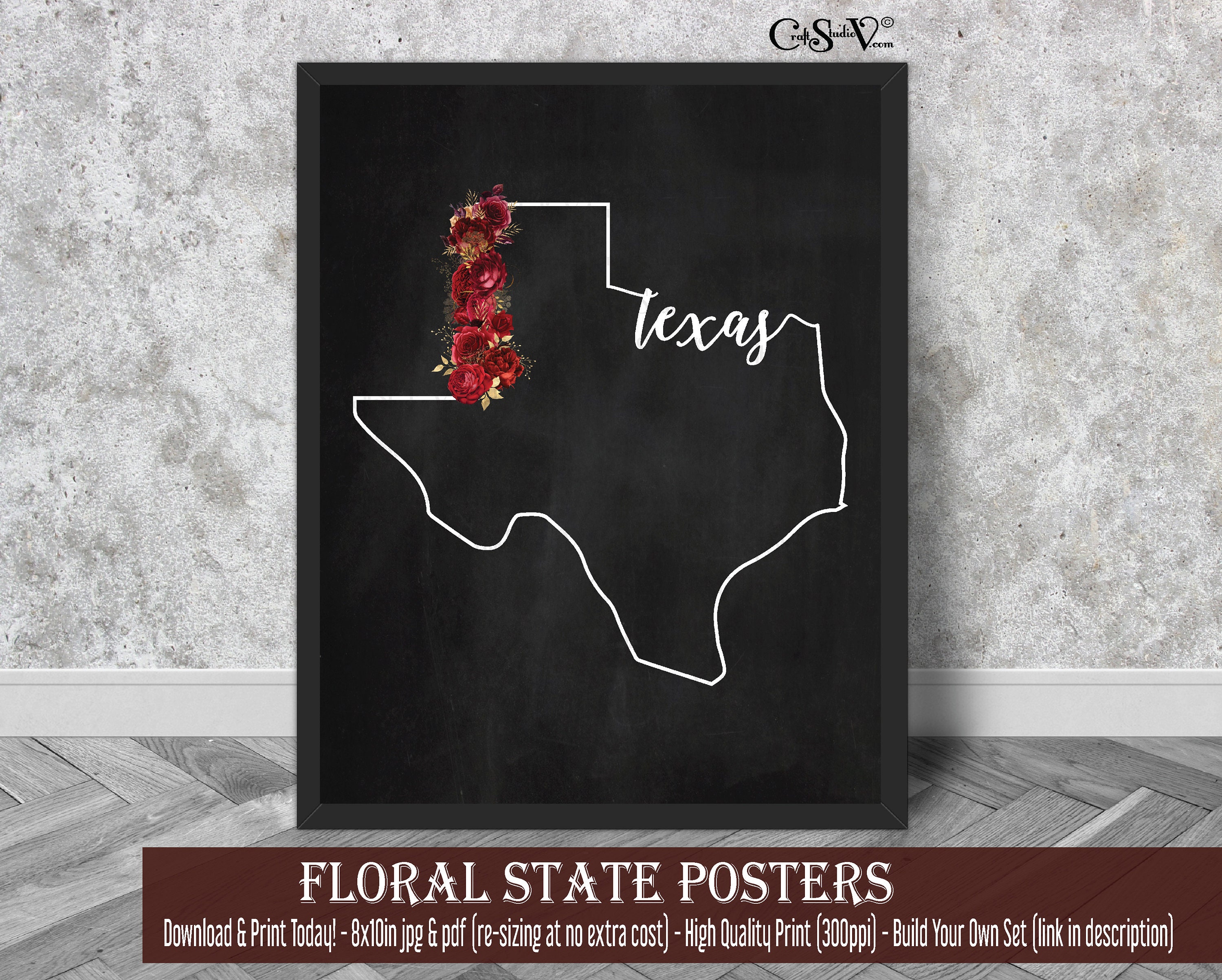 Texas State Sign Art Texas Printable Wall Art Signs Red Gold | Etsy