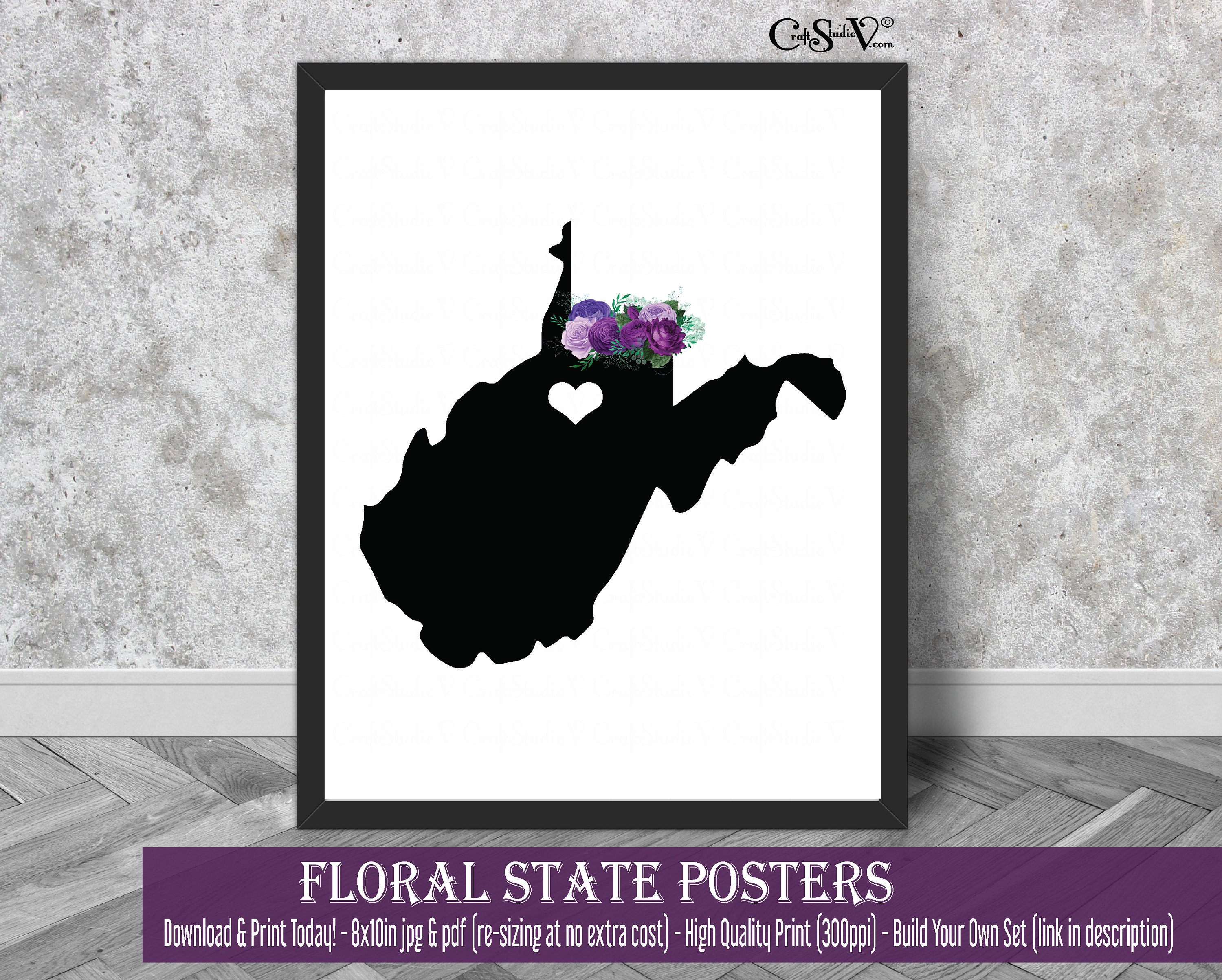 West Virginia State Sign Art West Virginia Printable Wall Art - Etsy