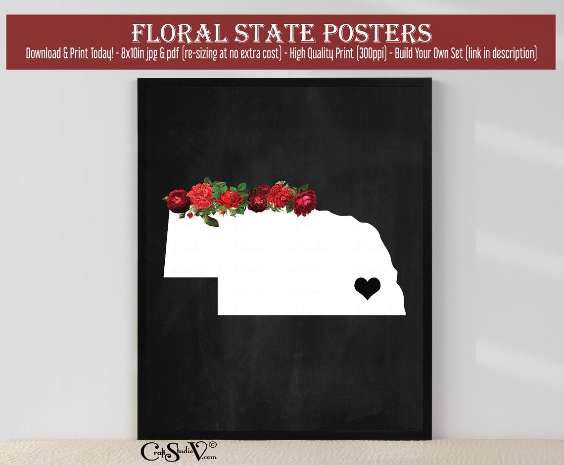 Nebraska State Sign Decor Art Nebraska State Printable Wall - Etsy