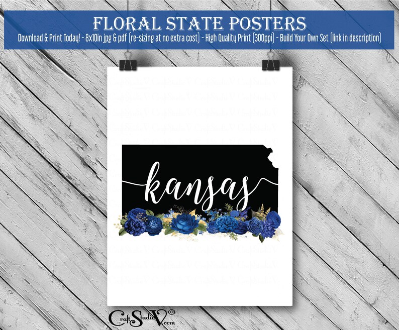 Kansas State Printable Wall Art Signs State of Kansas Poster Prints ...