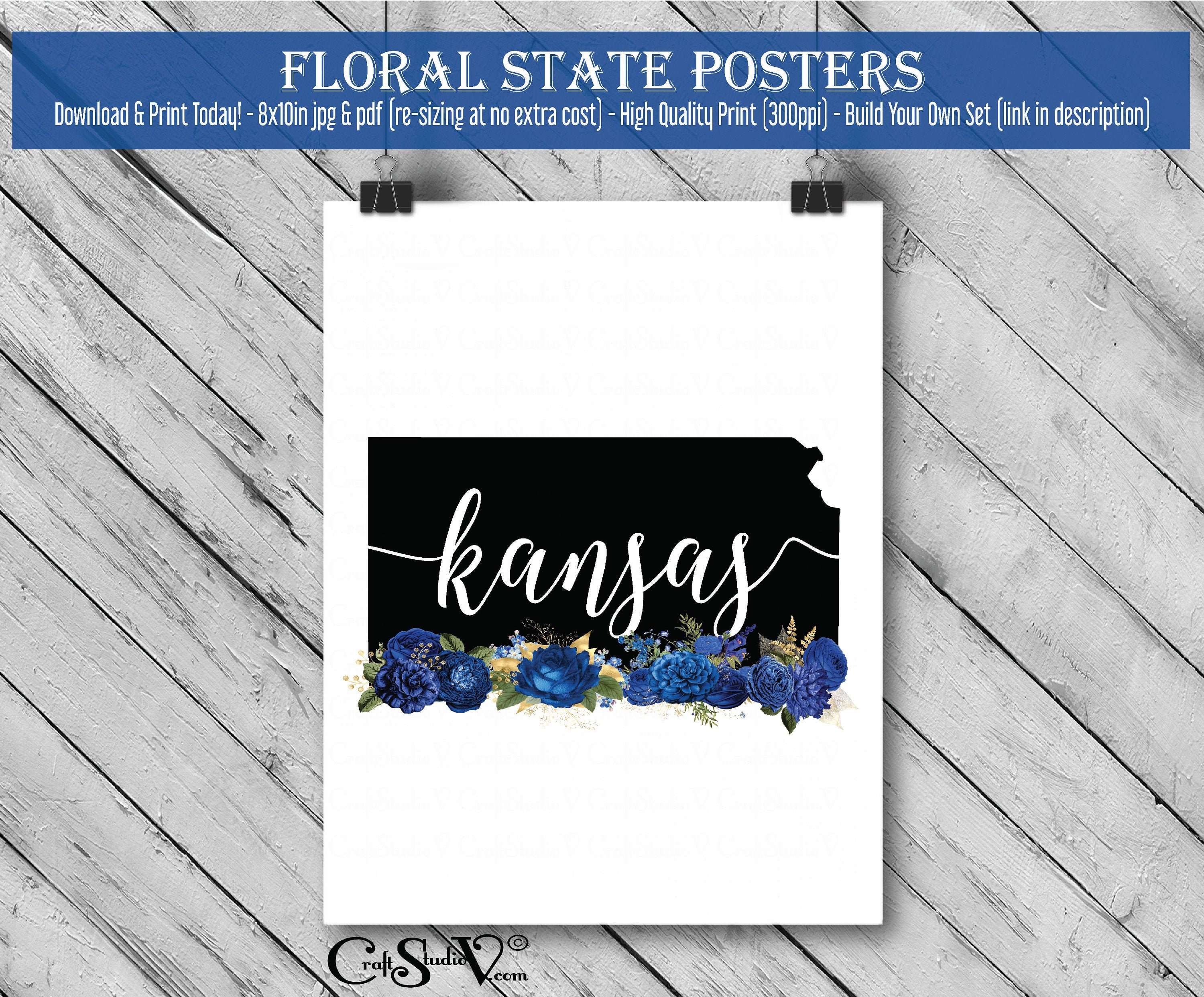Kansas State Printable Wall Art Signs State of Kansas Poster Prints ...