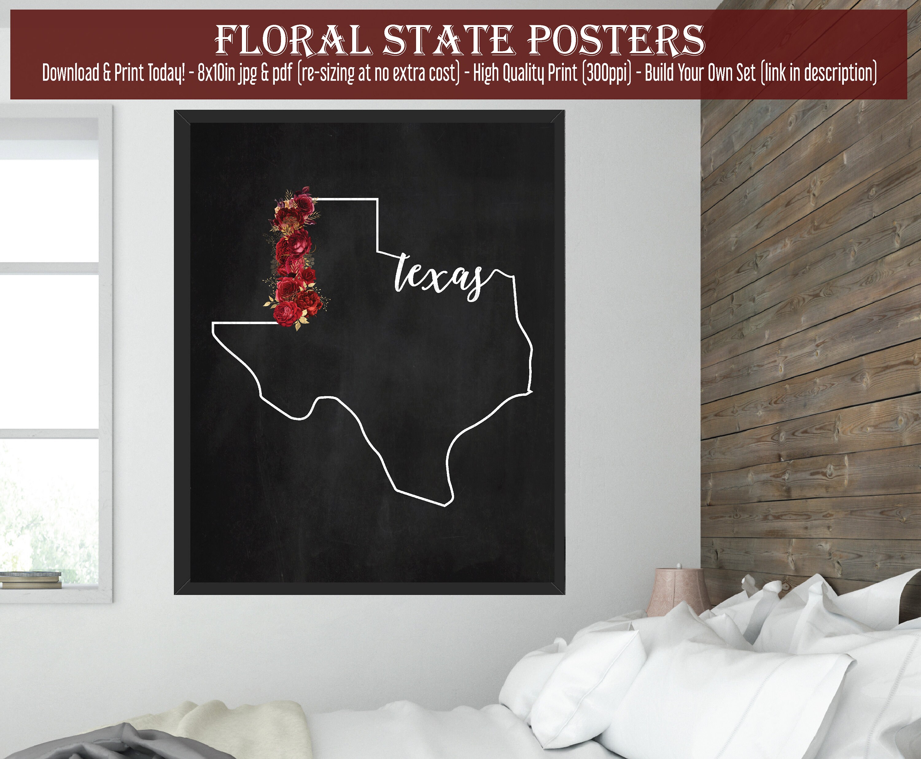 Texas State Sign Art, Texas Printable Wall Art Signs Red Gold, State of ...