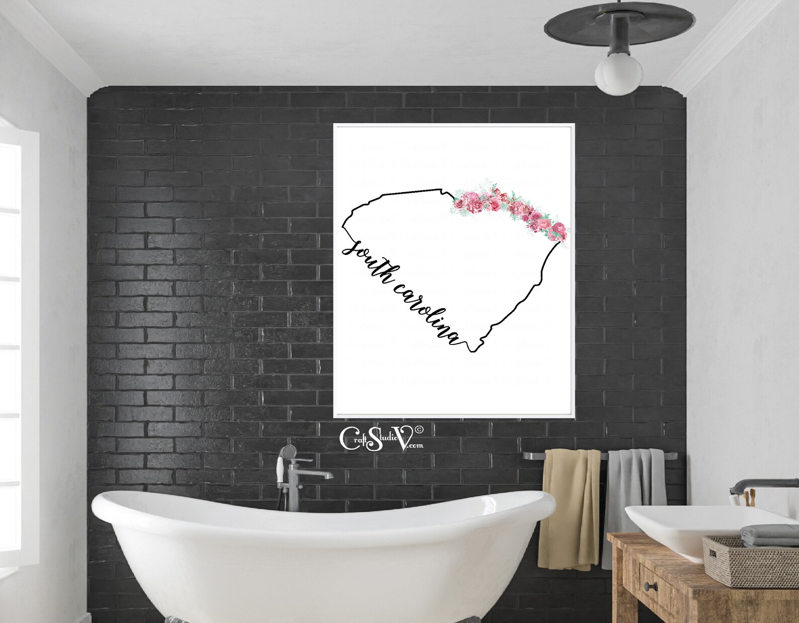 South Carolina State Sign Art, Pink South Carolina Printable Wall Art ...