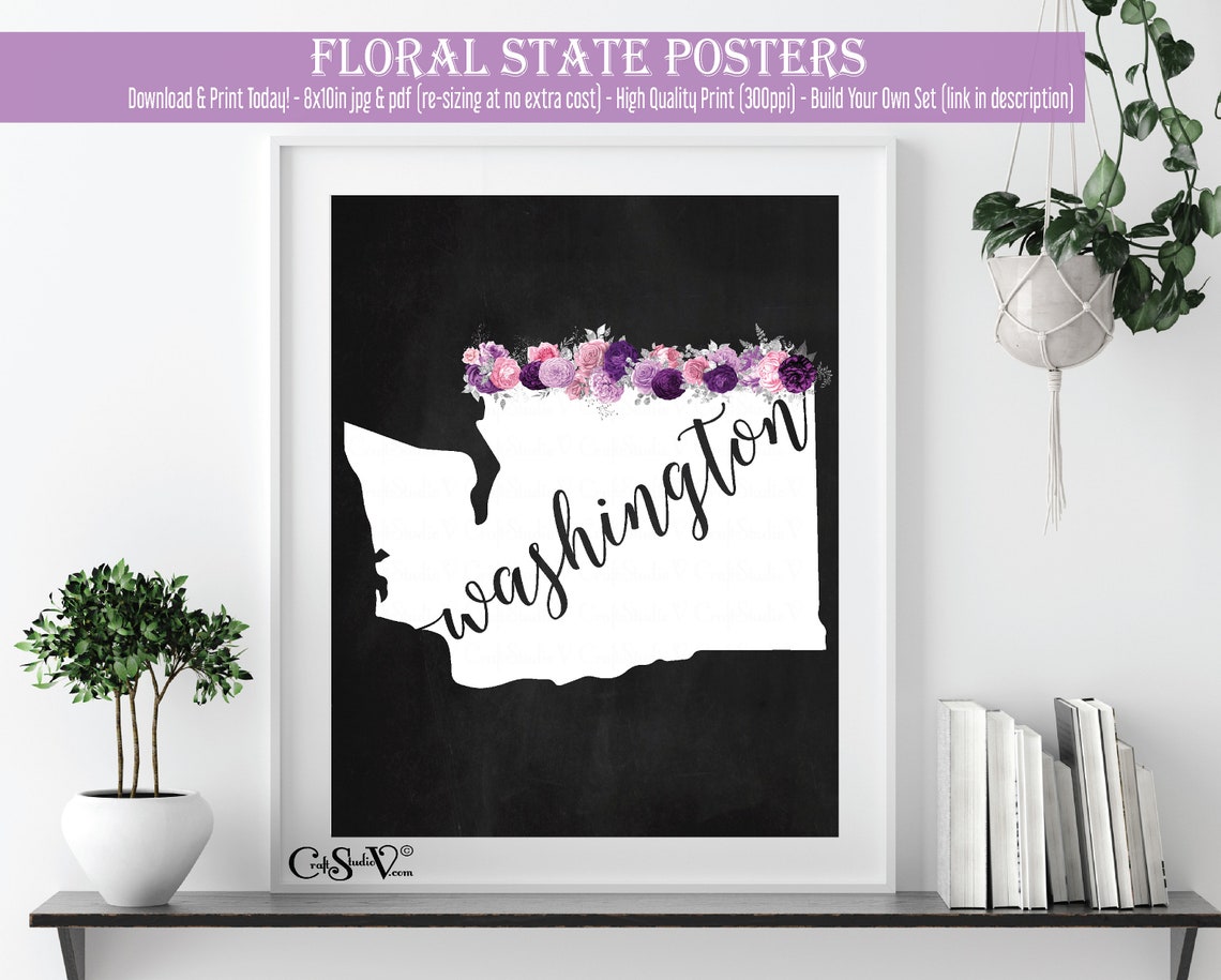 Washington State Sign Art Washington Printable Wall Art Signs - Etsy