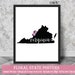 Virginia State Sign Art, Virginia Printable Wall Art Signs Pink Purple ...