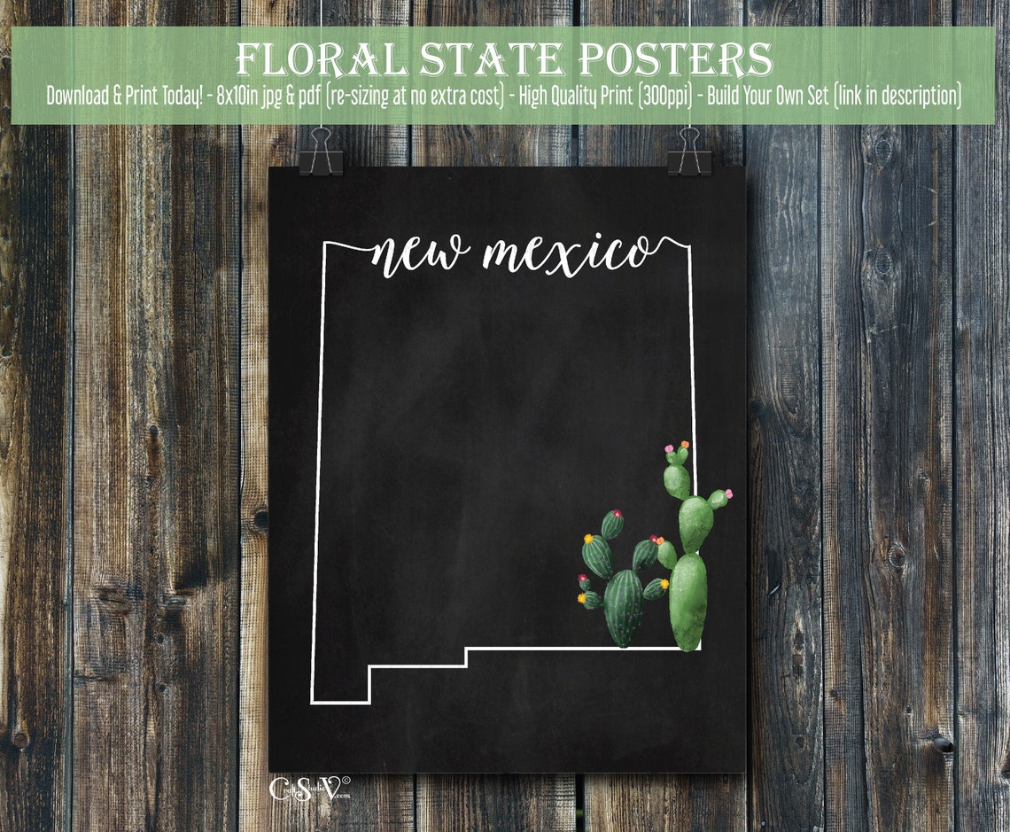 New Mexico State Sign Art New Mexico State Printable Wall Art - Etsy