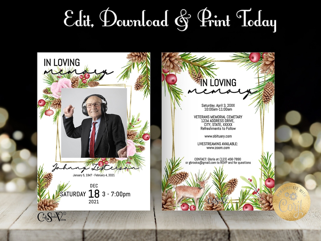 Personalized Funeral Invitations Celebration of Life - Etsy