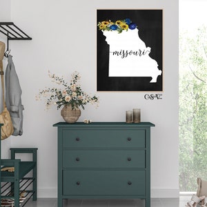 Missouri State Printable Wall Art Signs, State of MO Poster Print, Blue ...