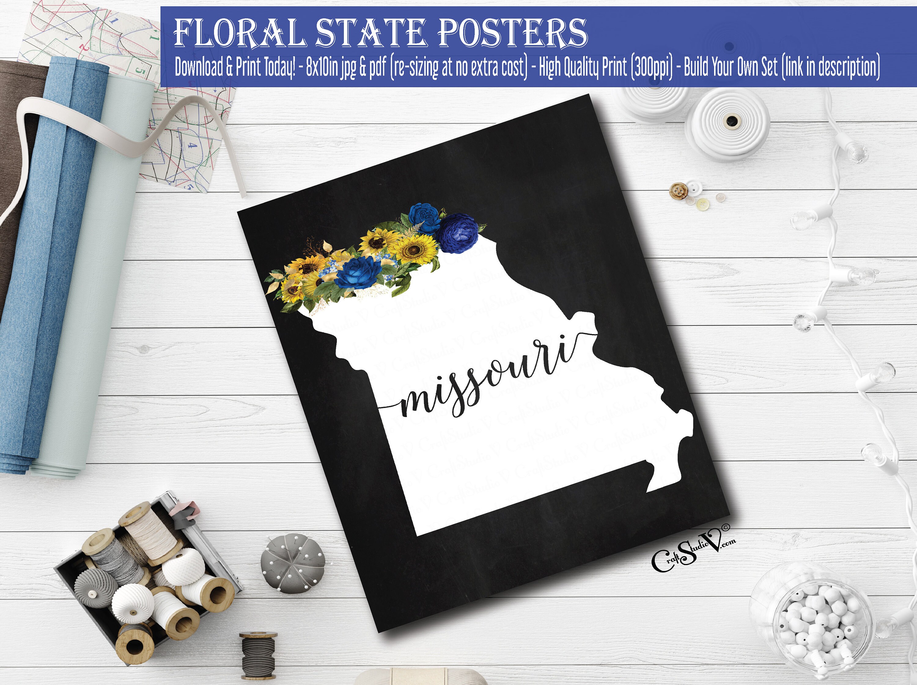 Missouri State Printable Wall Art Signs State of MO Poster - Etsy