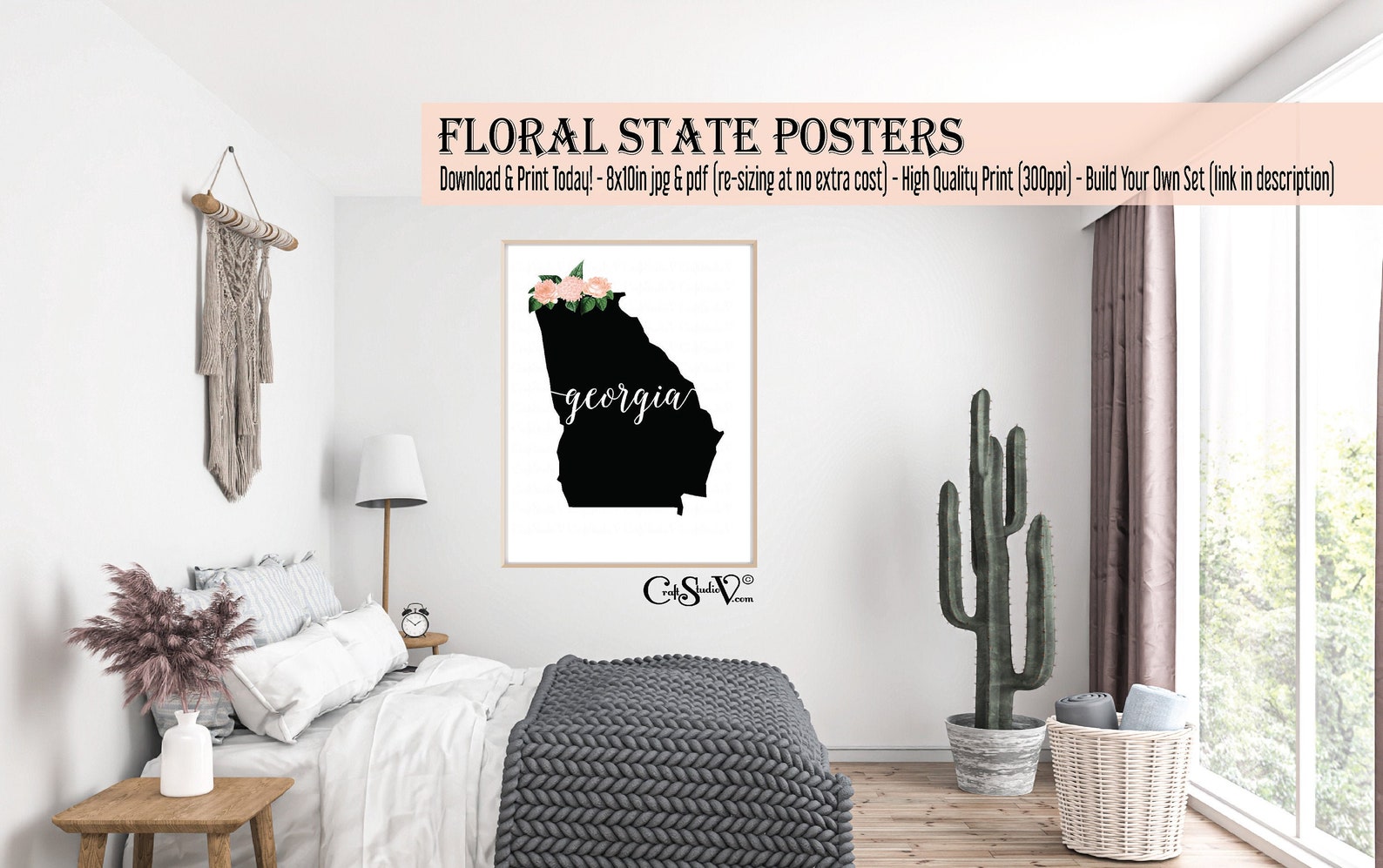 Georgia State Printable Wall Art Signs, State of Georgia Poster Prints ...