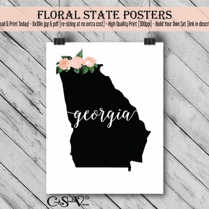 Georgia State Printable Wall Art Signs, State of Georgia Poster Prints ...