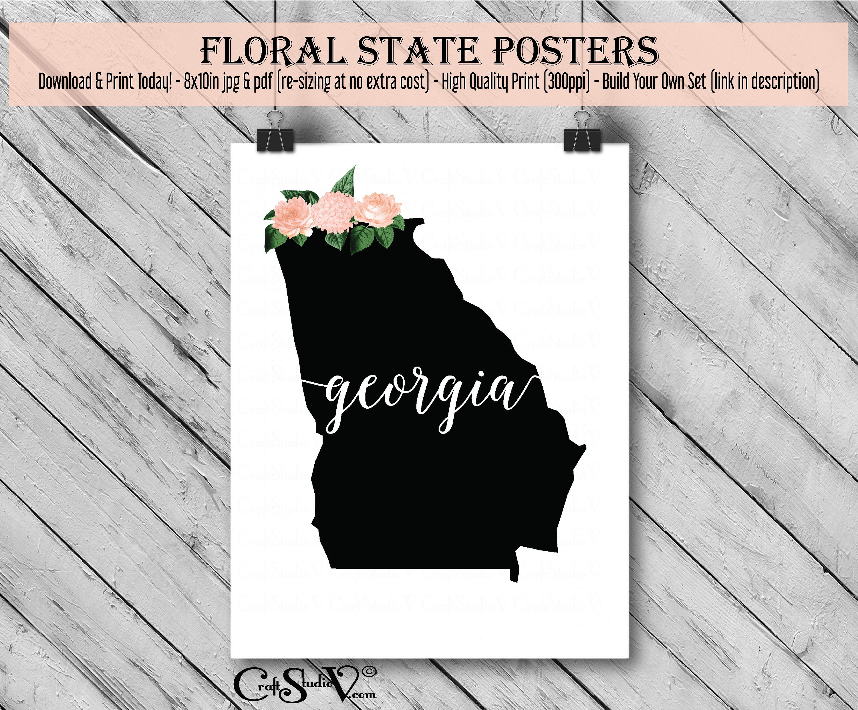 Georgia State Printable Wall Art Signs State of Georgia - Etsy